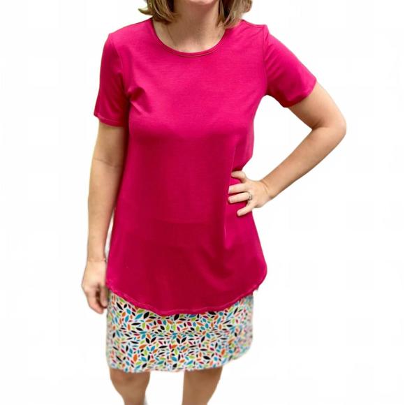 Pure Essence | Tops | New Pure Essence Basic Short Sleeve Top In Tulip ...